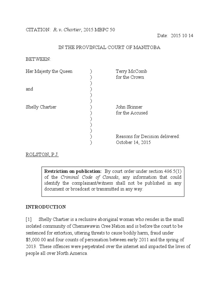 Shelly Chartier: Cyber Extortion Case | PDF | Victimology | Crime ...