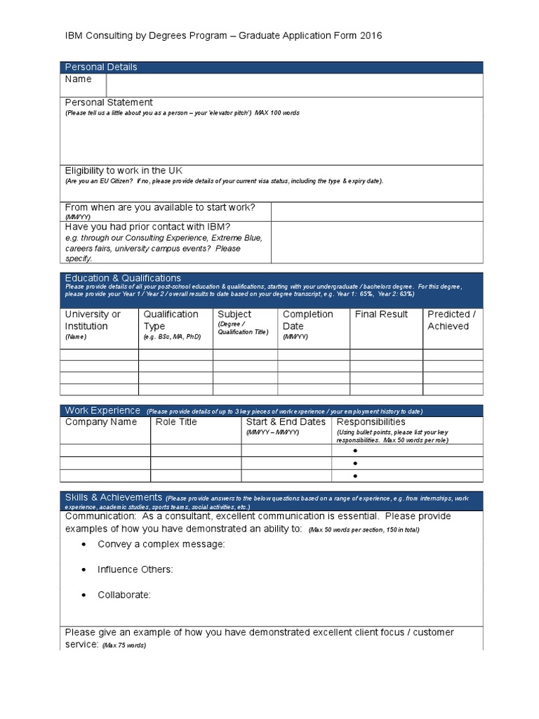 2016 CBD Application Form | PDF | Ibm | Academic Degree