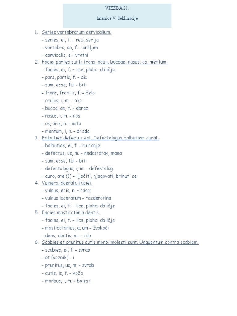 Latinski, 21. Vjezba | PDF