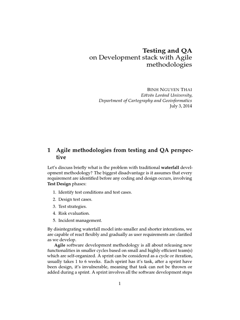 Testing and QA On Development Stack With Agile Methodologies | PDF ...
