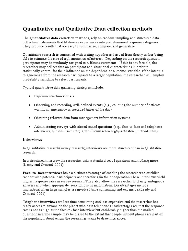 Quantitative and Qualitative Data Collection Methods | Download Free ...