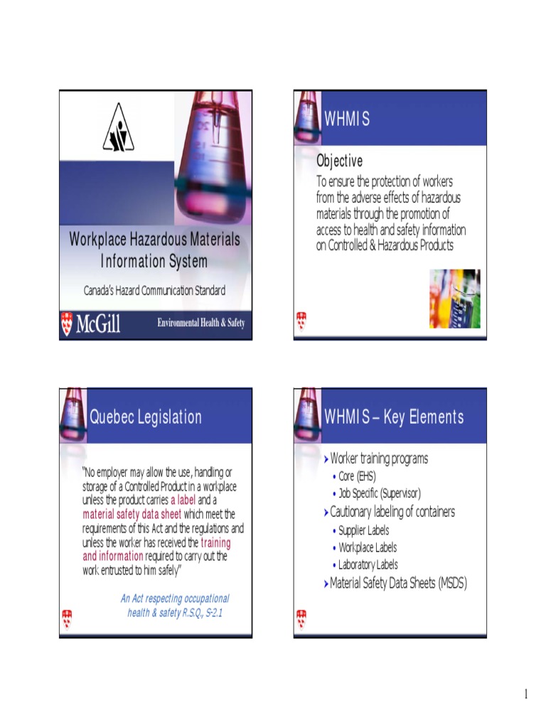 WHMIS LabVersion Aug2012 (4 Pages) | PDF | Materials | Physical Sciences