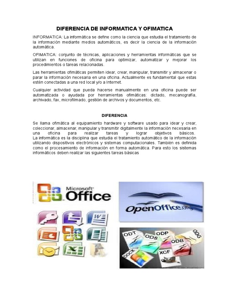 Diferencia de Informatica y Ofimatica | PDF