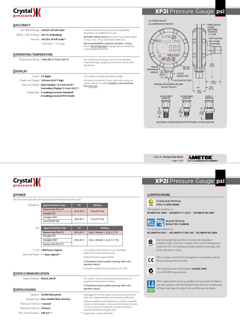 XP2i Pressure Gauge Psi: Accuracy | PDF | Pressure | Computing And ...