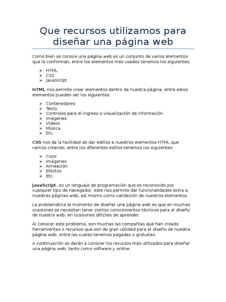 Recursos para Diseño Web Fácil | PDF | Página web | HTML