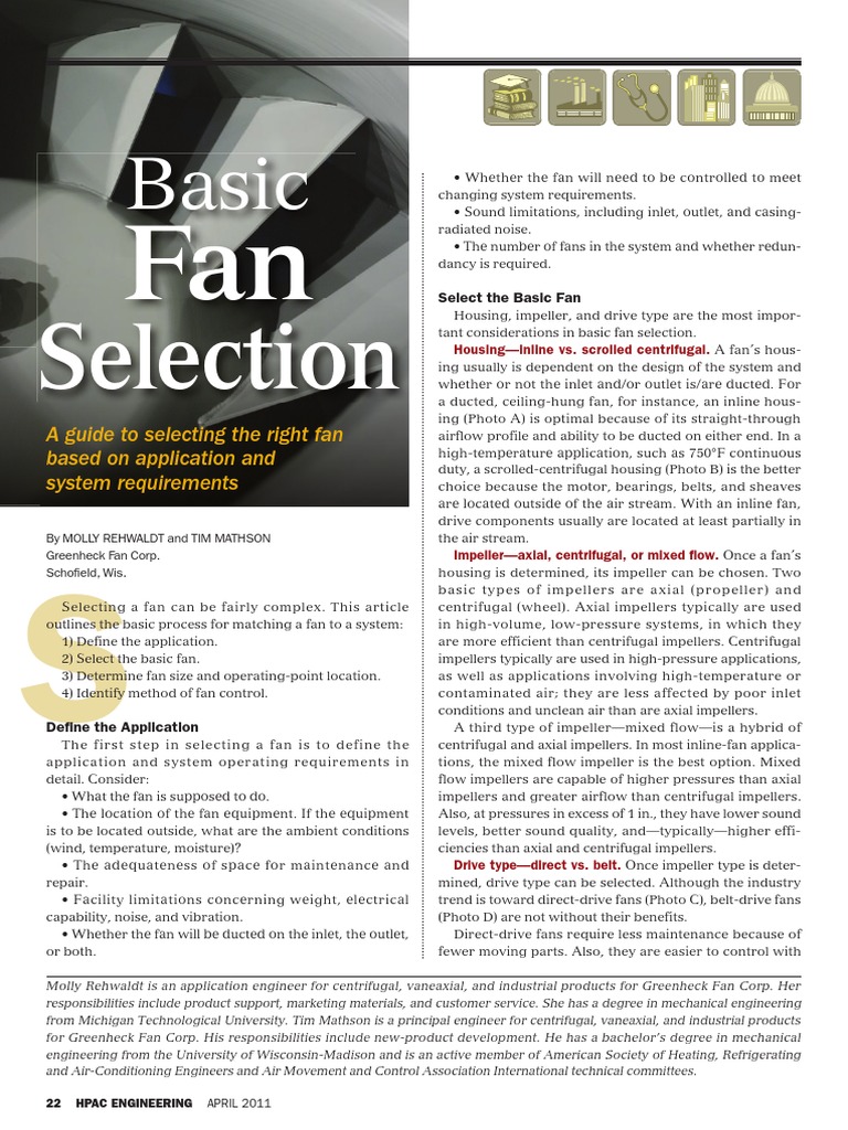 Basic Fan Selection | PDF | Mechanical Fan | Belt (Mechanical)