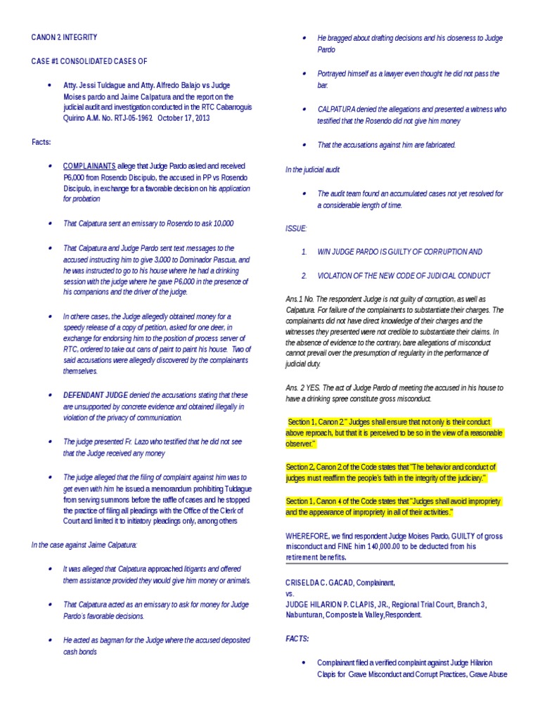 DEFENDANT JUDGE Denied The Accusations Stating That These | PDF ...