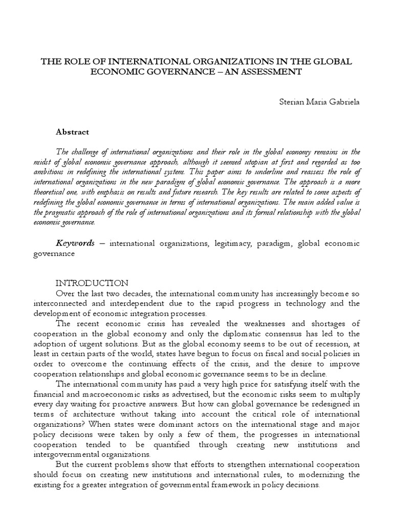 The Role of International Organizations in the Global | Multilateralism ...