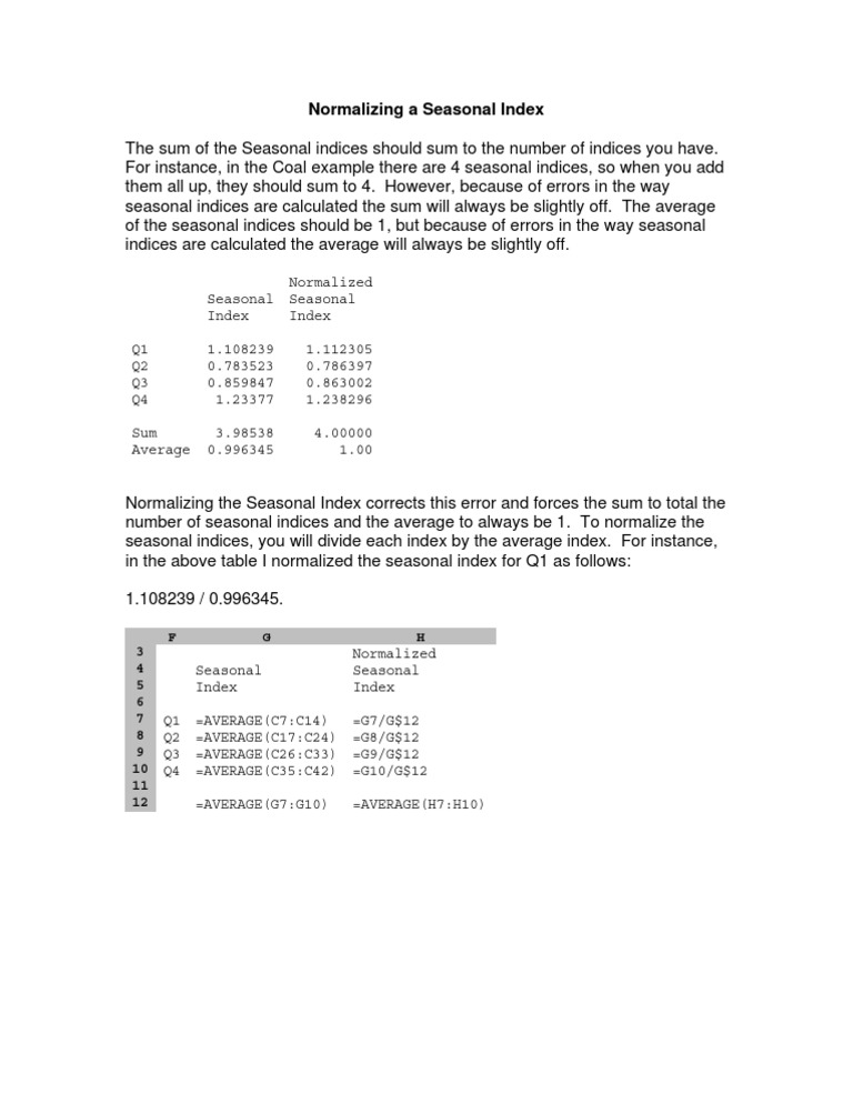 Normalizing Seasonal Indices Explained | PDF | Teaching Mathematics
