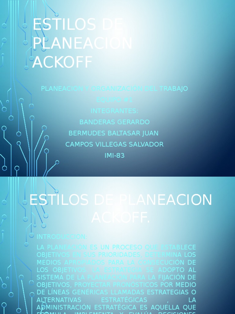 Estilos de Planeacion Ackoff | Descargar gratis PDF | Planificación ...