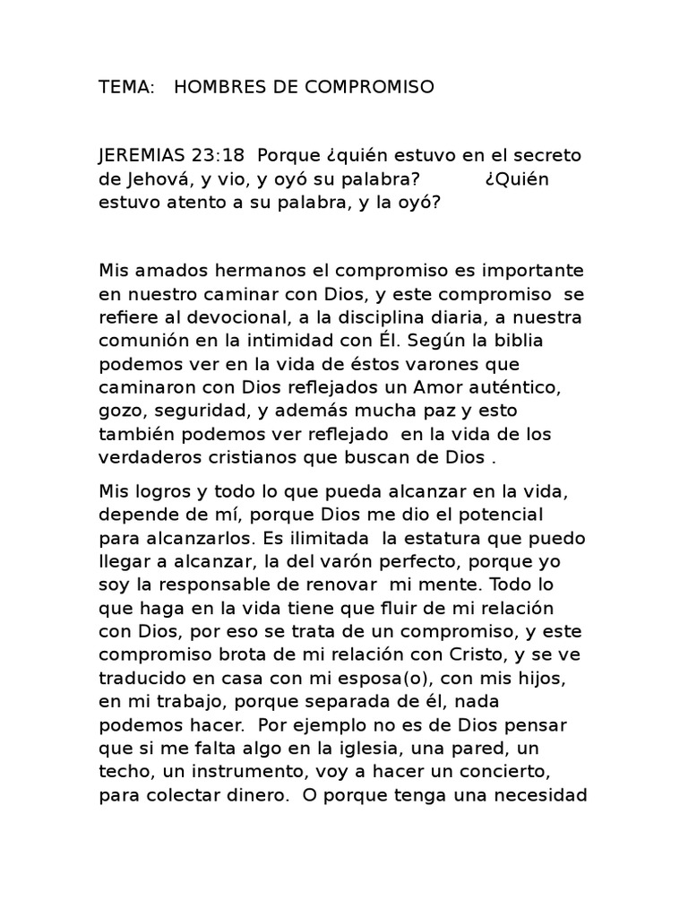 Tema. Hombres de Compromiso | PDF | Moisés | eucaristía