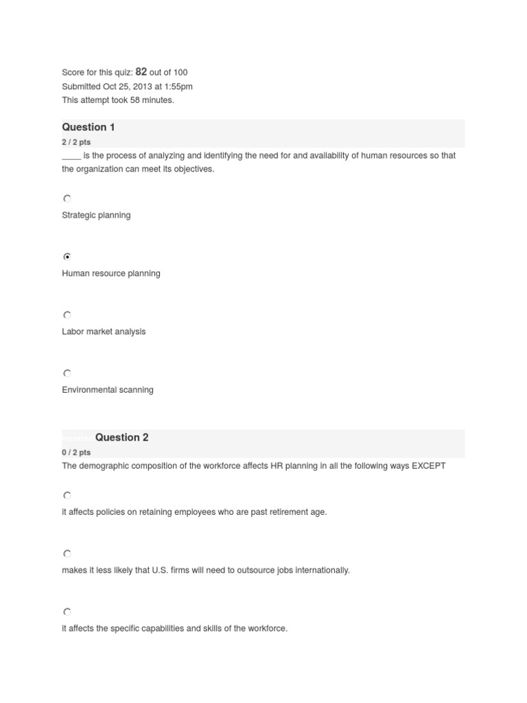 Test Human Resource Class | PDF | Employment | Turnover (Employment)