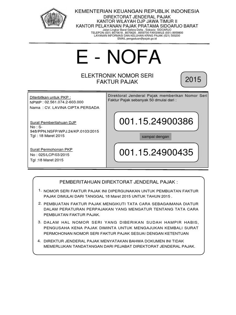 Contoh Enofa | PDF | Pengelolaan Keuangan & Uang