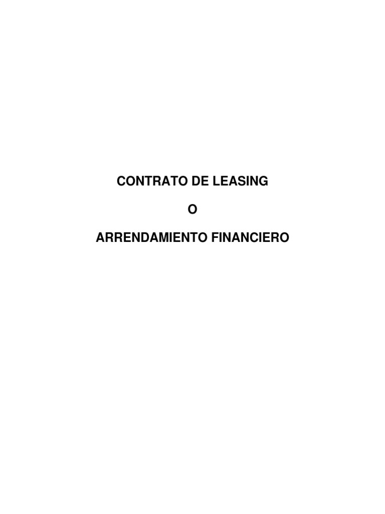 Contrato de Leasing: Conceptos Clave | PDF | Arrendamiento | Derecho y ...