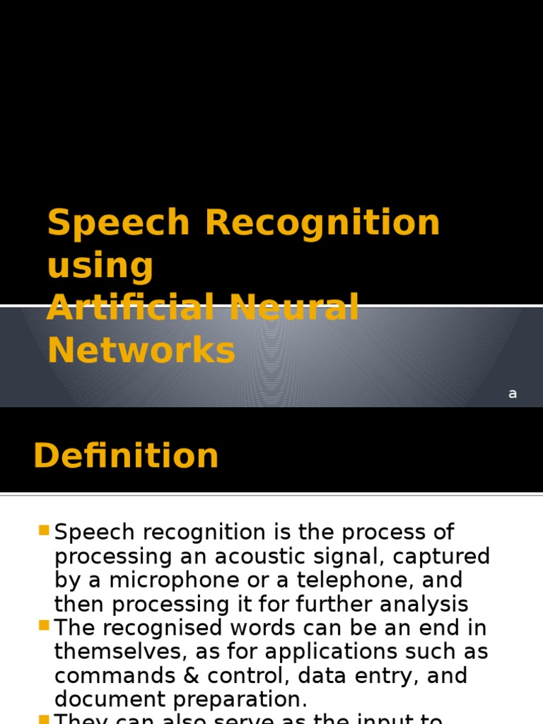Speech Recognition Using Artificial Neural Networks | PDF