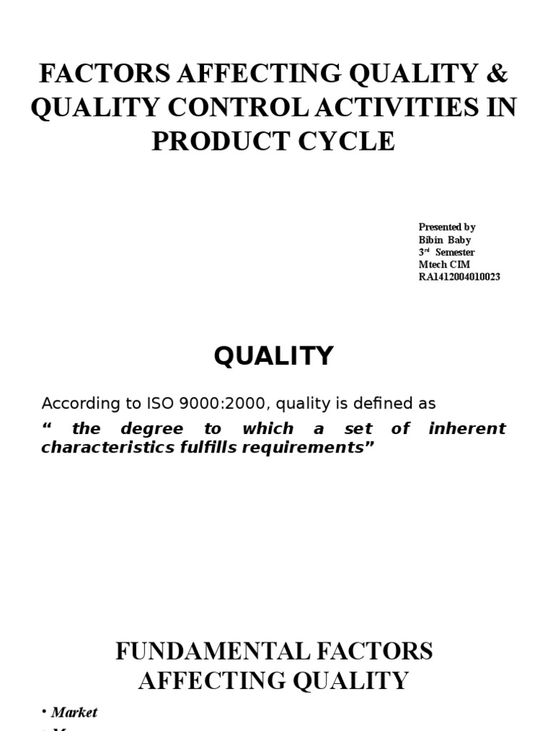 Quality Factors & Control in Product Cycle | PDF | Art