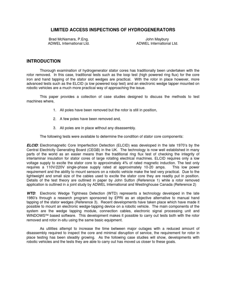 ELCID Testing for Hydrogenerators | PDF | Electric Generator | Electric ...