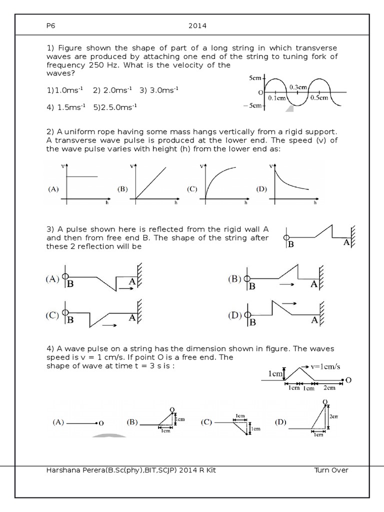 Figure Shown The Shape of Part of A Long String in Which Transverse ...