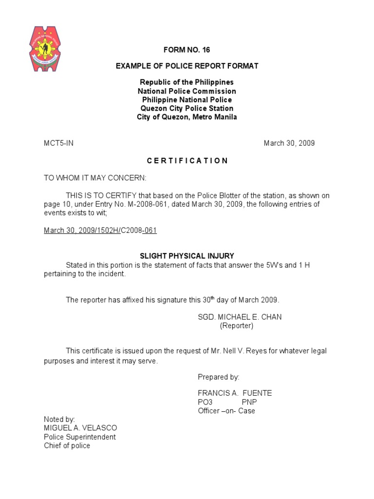 Police Report Format and Examples | PDF | Affidavit | Prosecutor