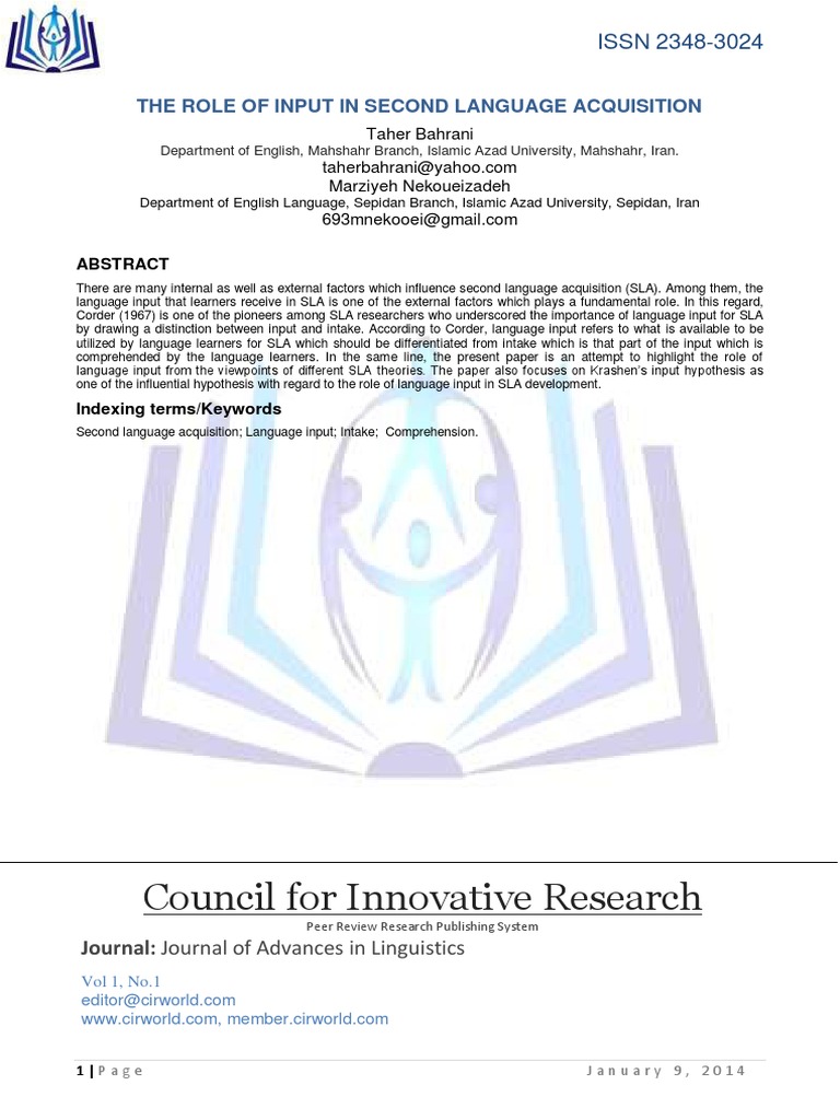 The Role of Input in Second Language Acquisition | PDF | Second ...
