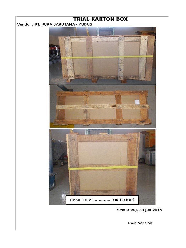 Trial Karton Box: Vendor: Pt. Pura Barutama - Kudus | PDF