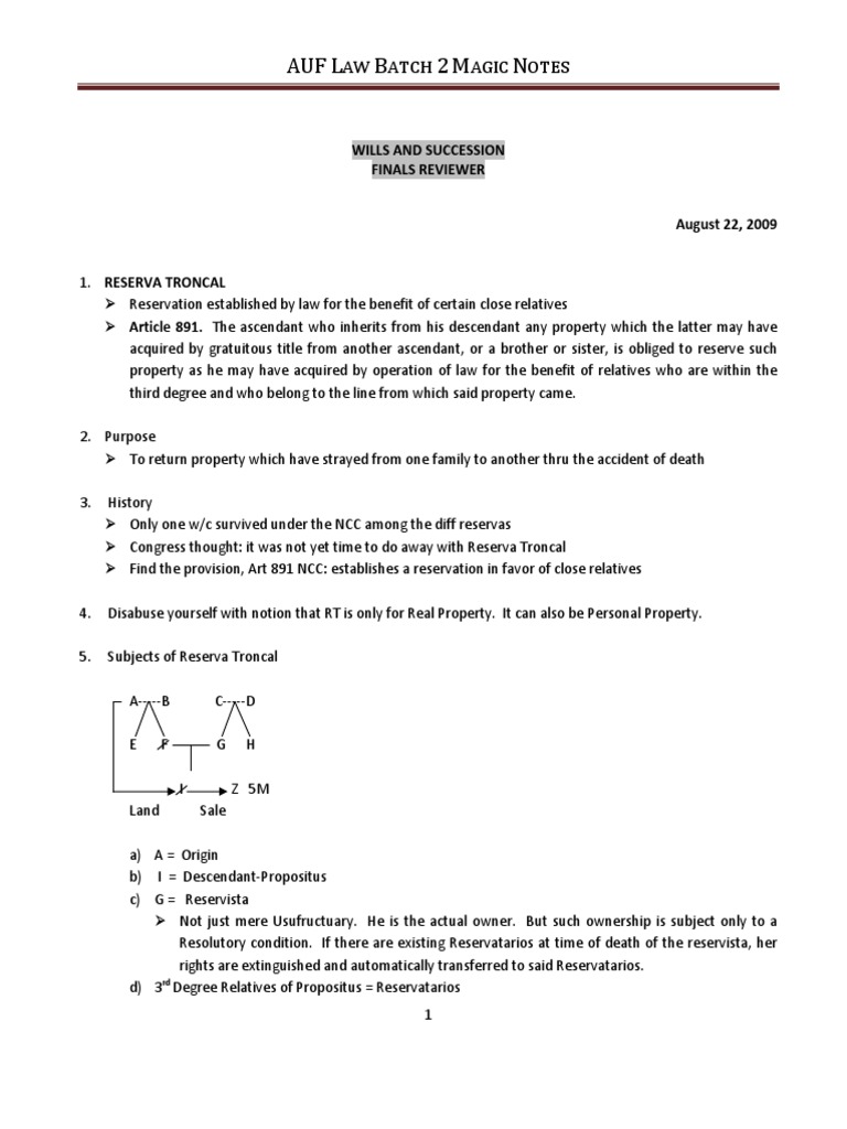 Wills and Succession: Reserva Troncal Guide | PDF