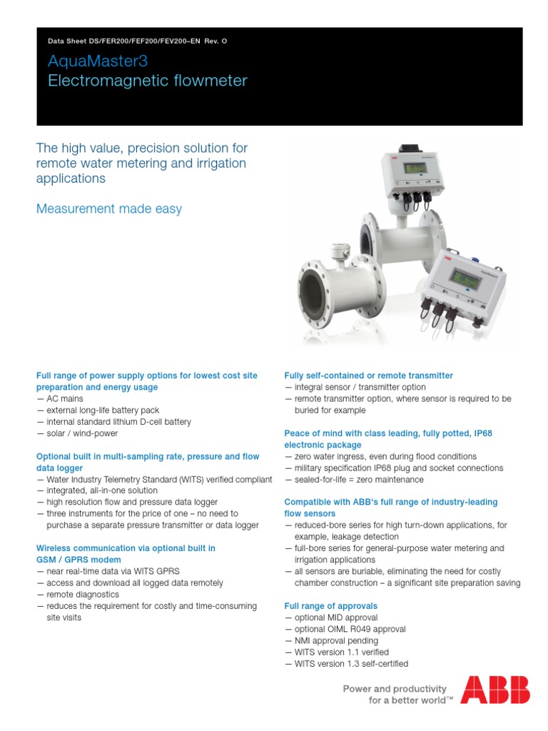 ABB MAG Flow DN400 Aqua Master Series | PDF | Flow Measurement ...