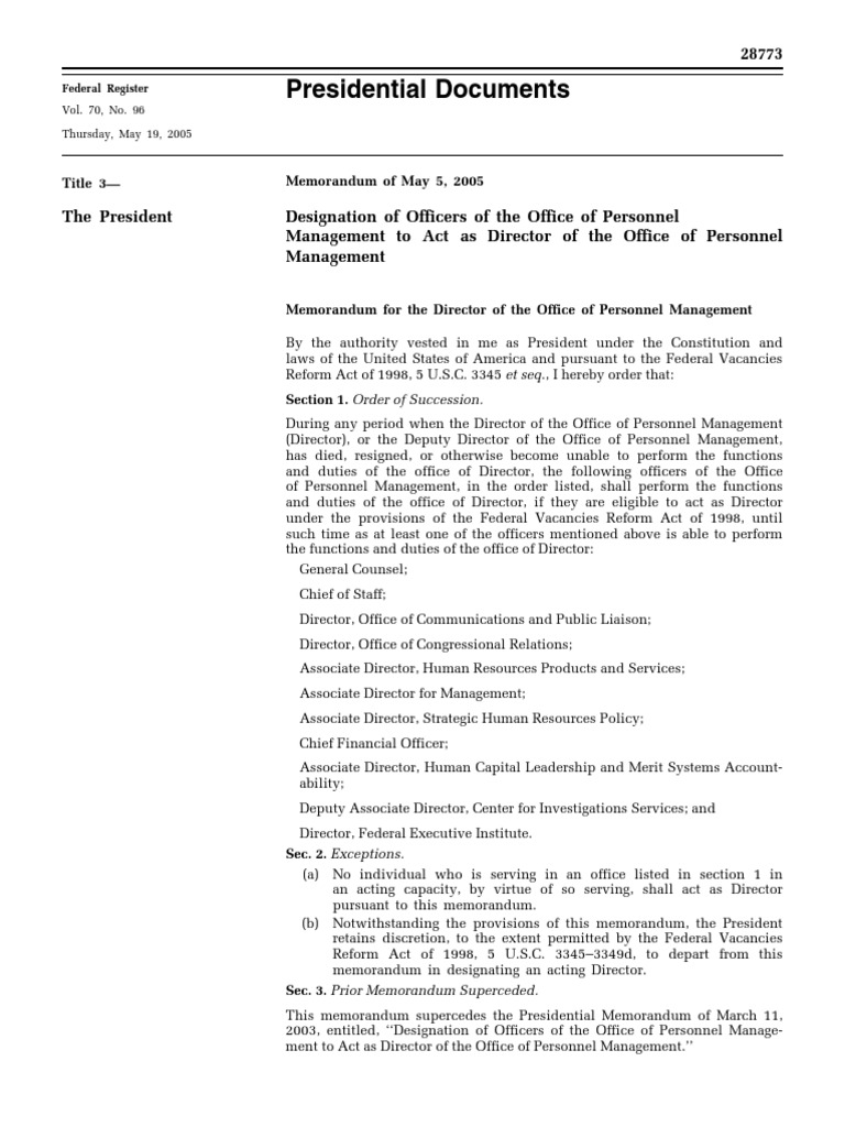Presidential Documents | PDF | United States Office Of Personnel ...