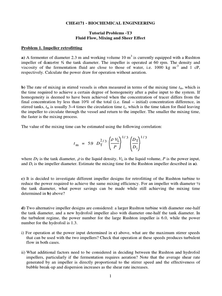 Tutorial 3 Questions Download Free Pdf Chemical Engineering Applied And