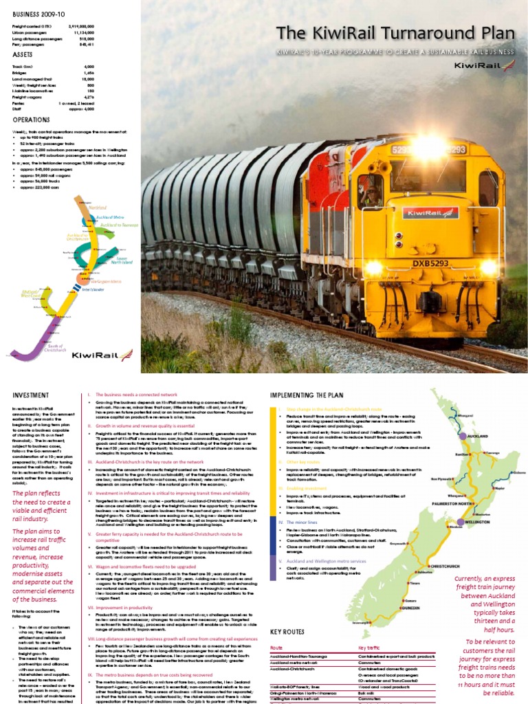 Kiwirail Turnaround Plan | PDF | Rail Transport | Rail Freight Transport