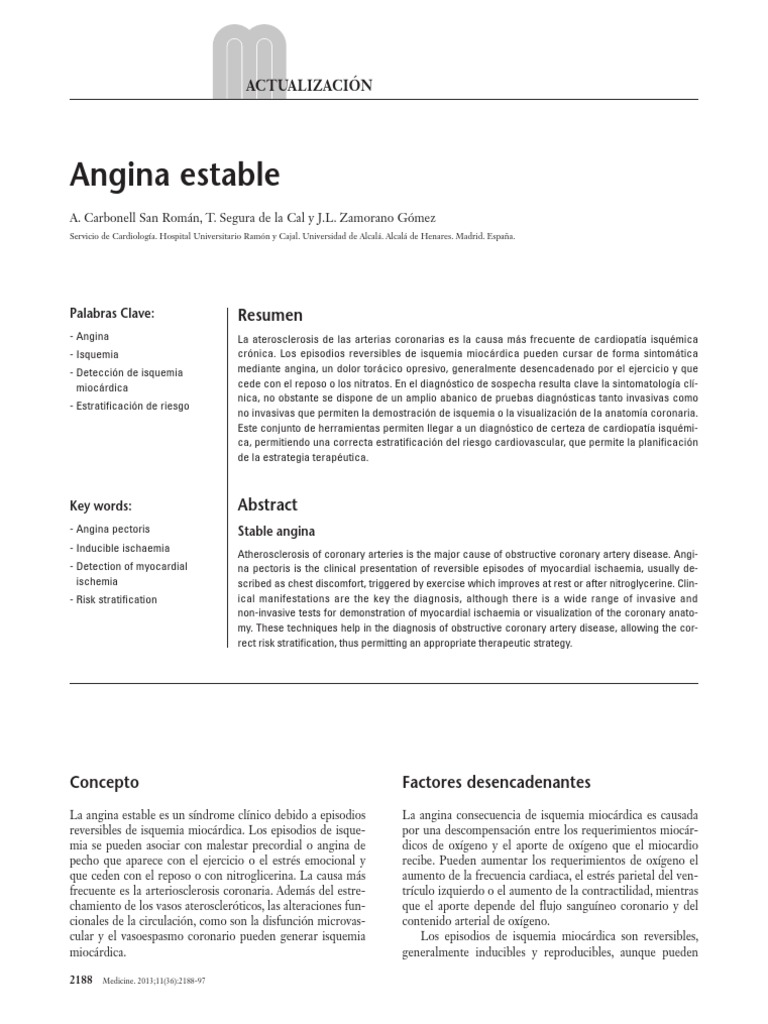 Angina Estable PDF | PDF | Ecocardiografía | Electrocardiografia