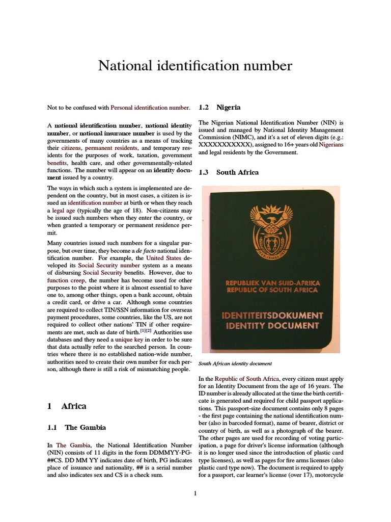 National Identification Numbers of Various Countries | Download Free ...