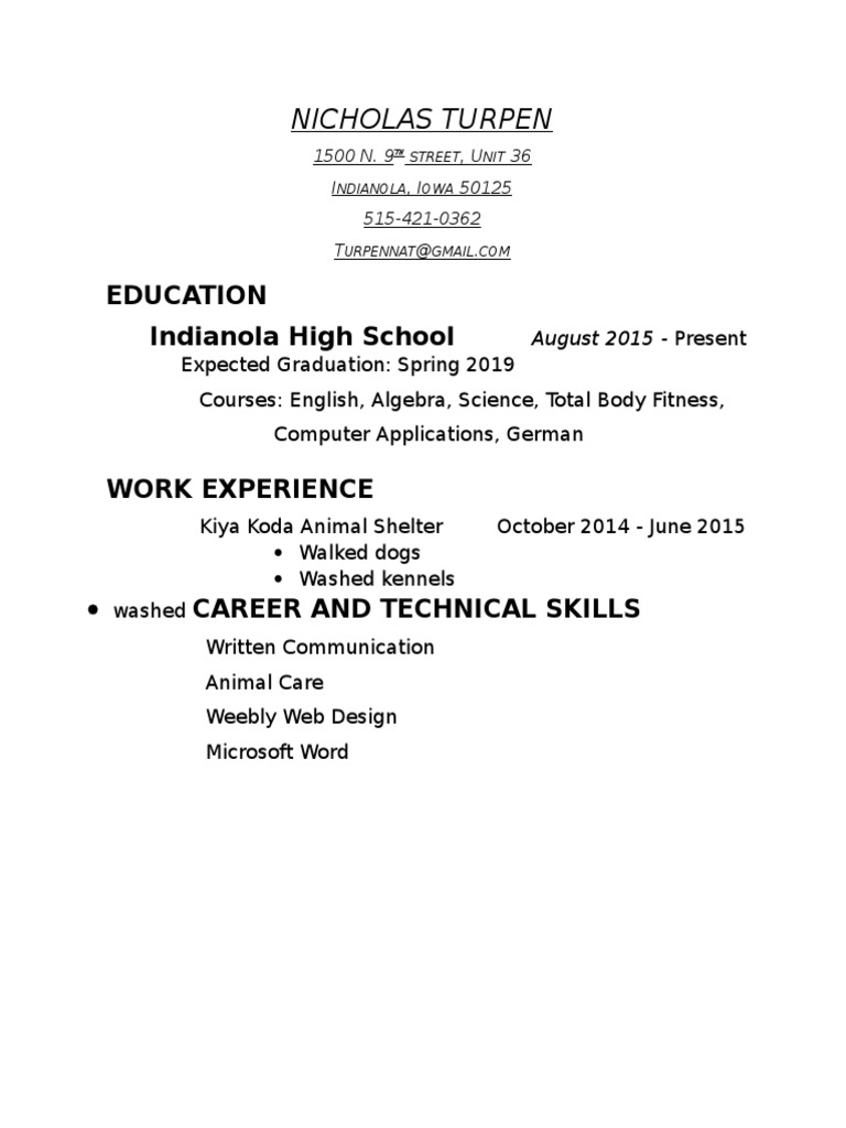 Nicholas Turpen's Resume Summary | PDF