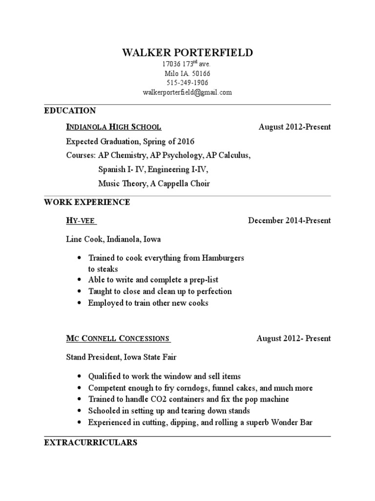 Walker Porterfield's Resume Summary | PDF