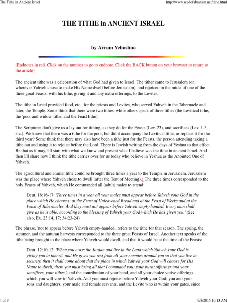 The Tithe in Ancient Israel | PDF | Tithe | Aaron