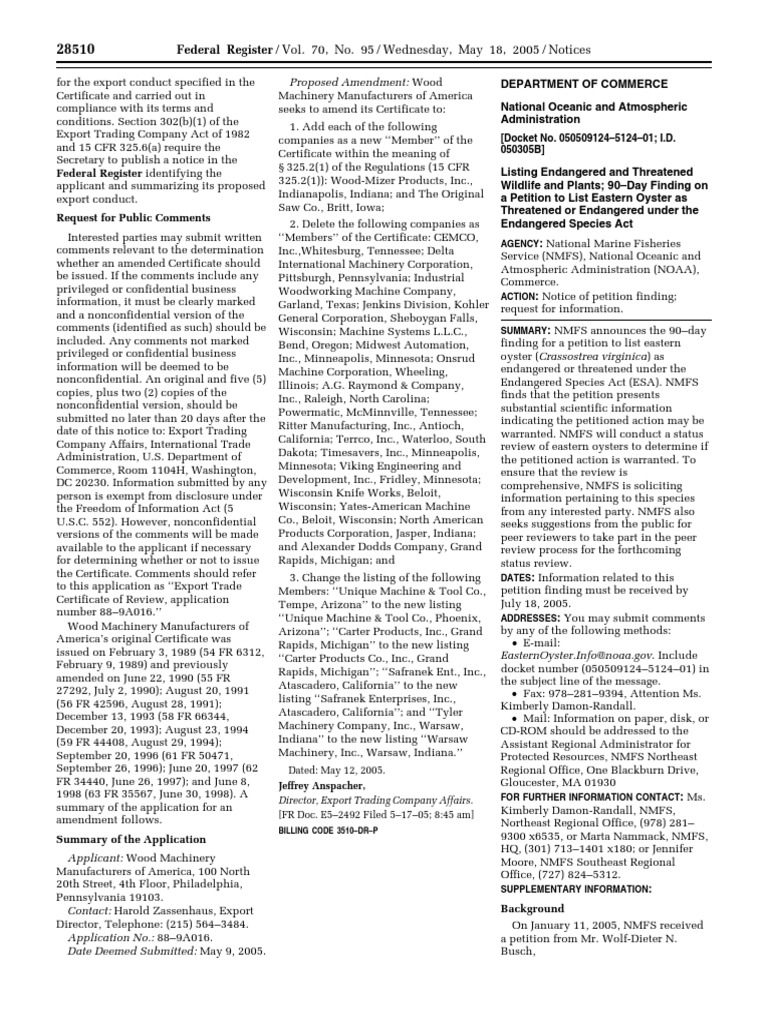 Notice: Endangered and Threatened Species: Findings On Petitions, Etc ...