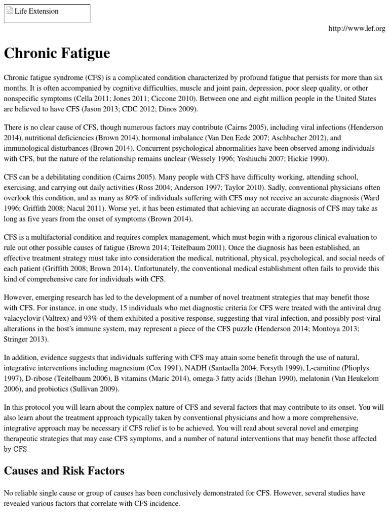 Chronic Fatigue Protocols | PDF | Chronic Fatigue Syndrome | Medicine