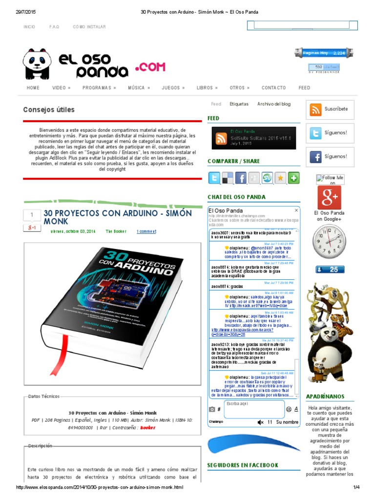 30 Proyectos Con Arduino - Simón Monk - El Oso Panda | PDF | Arduino | Blog