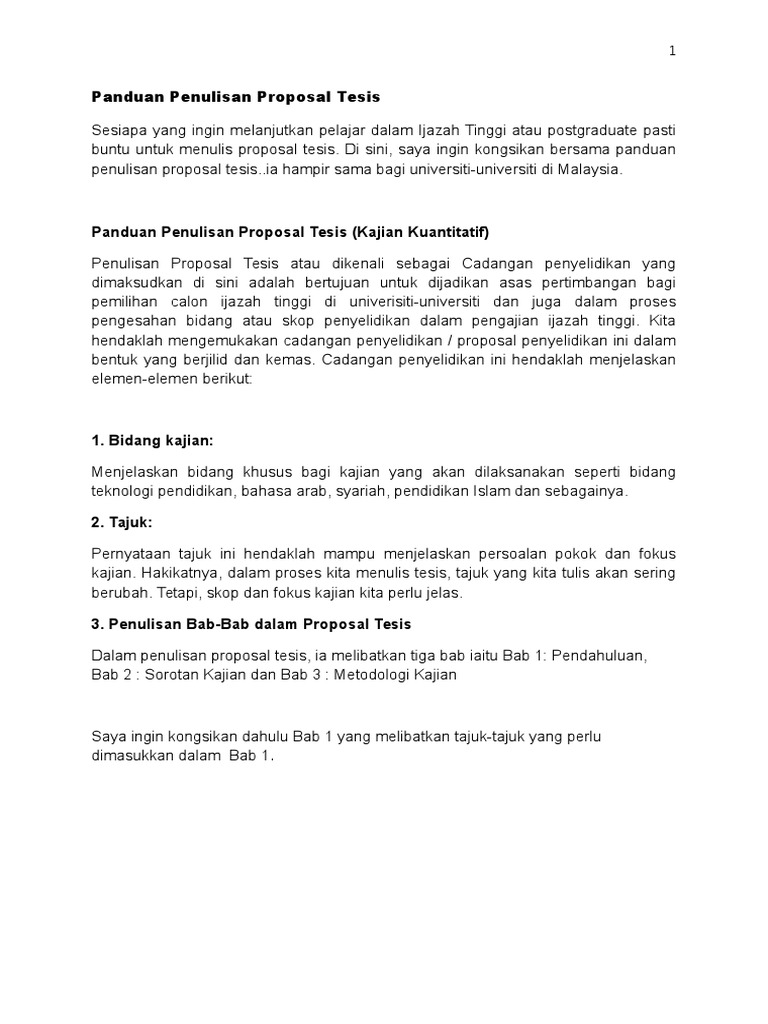 Panduan Penulisan Proposal Tesis | PDF