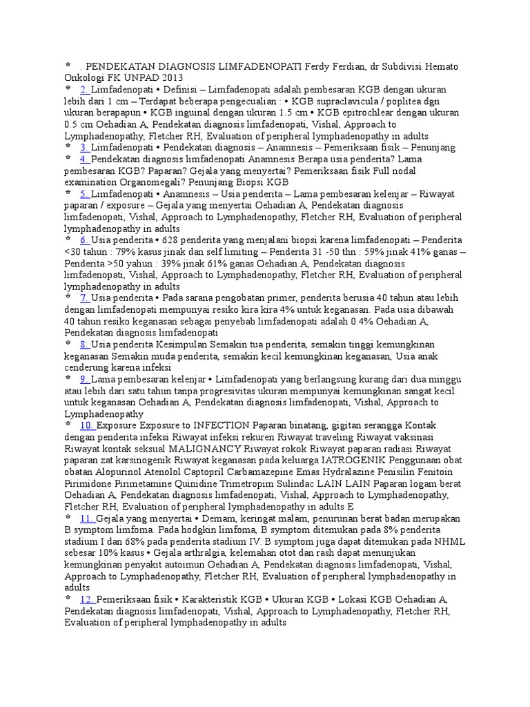 Pendekatan Diagnosis Limfadenopati Ferdy Ferdian | PDF | Sains & Matematika