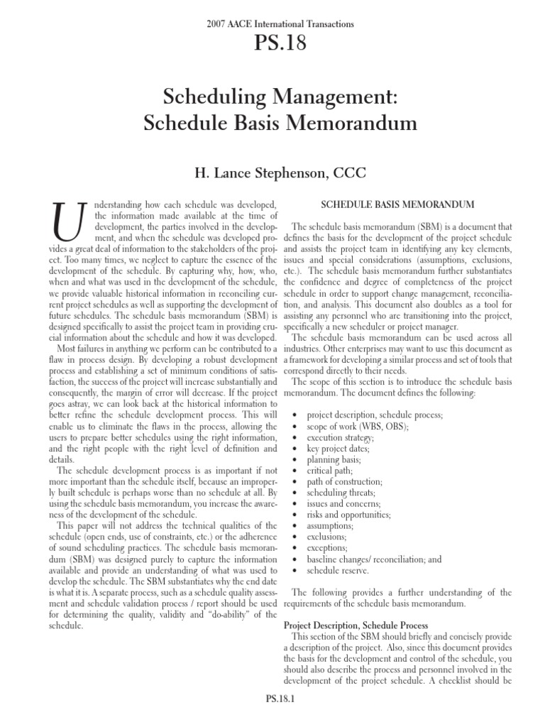 p2007 Aace - Schedule MGT - Basis Memo | PDF | Business