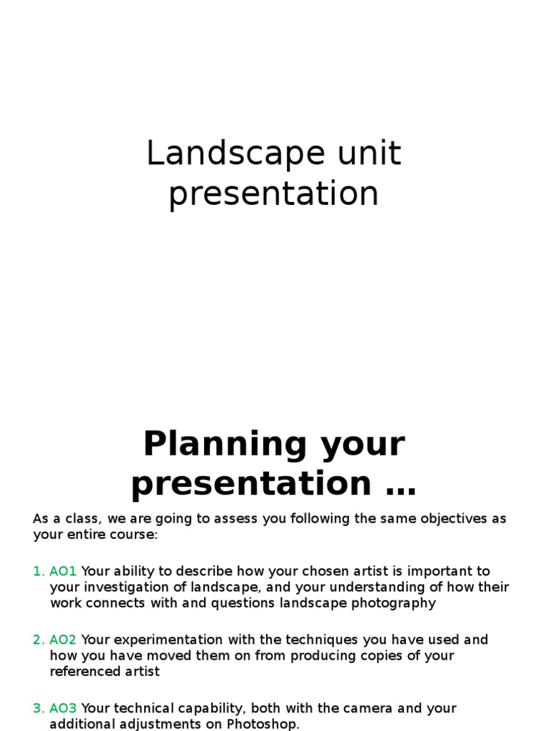 Landscape Photography Objectives | PDF