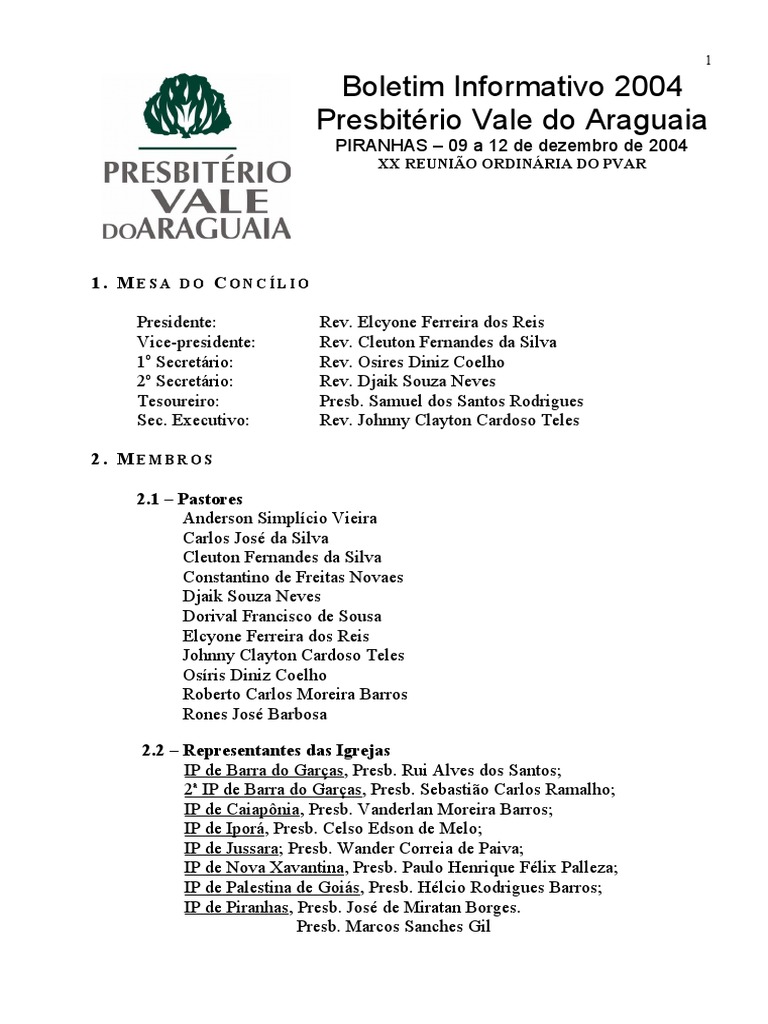 Boletim Informativo Dez | PDF | Organizações cristãs | Organizações ...