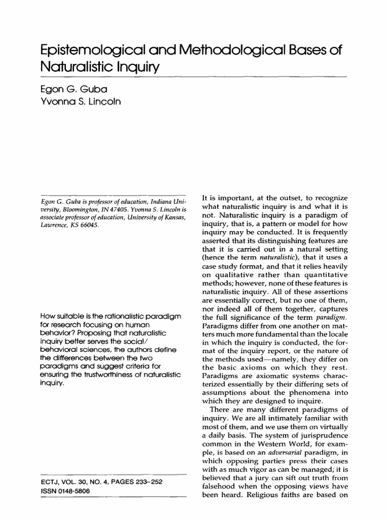 Egon G. Guba Yvonna S. Lincoln - Epistemological and Methodological ...