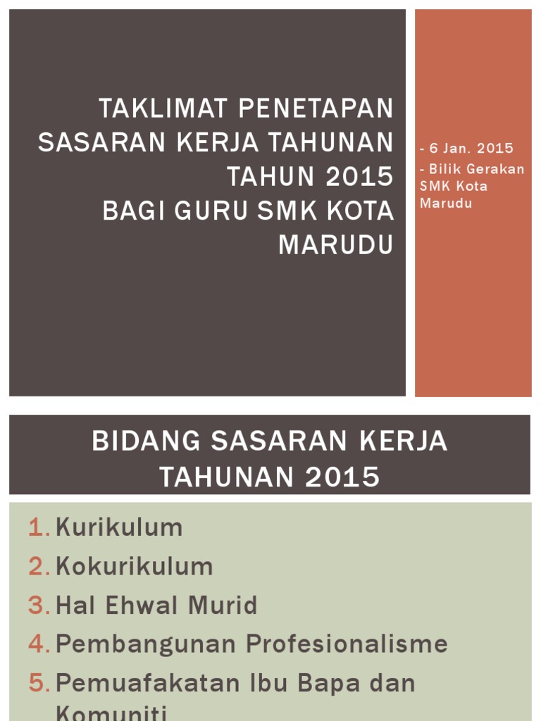 Taklimat Penetapan Sasaran Kerja Tahunan Tahun 2015 | PDF