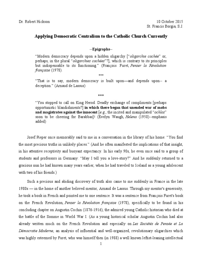 Applying Democratic Centralism | PDF | Pope | Pope Francis