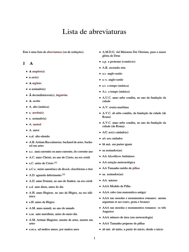 Lista de Abreviaturas de Português | PDF | Anno Domini | Advérbio