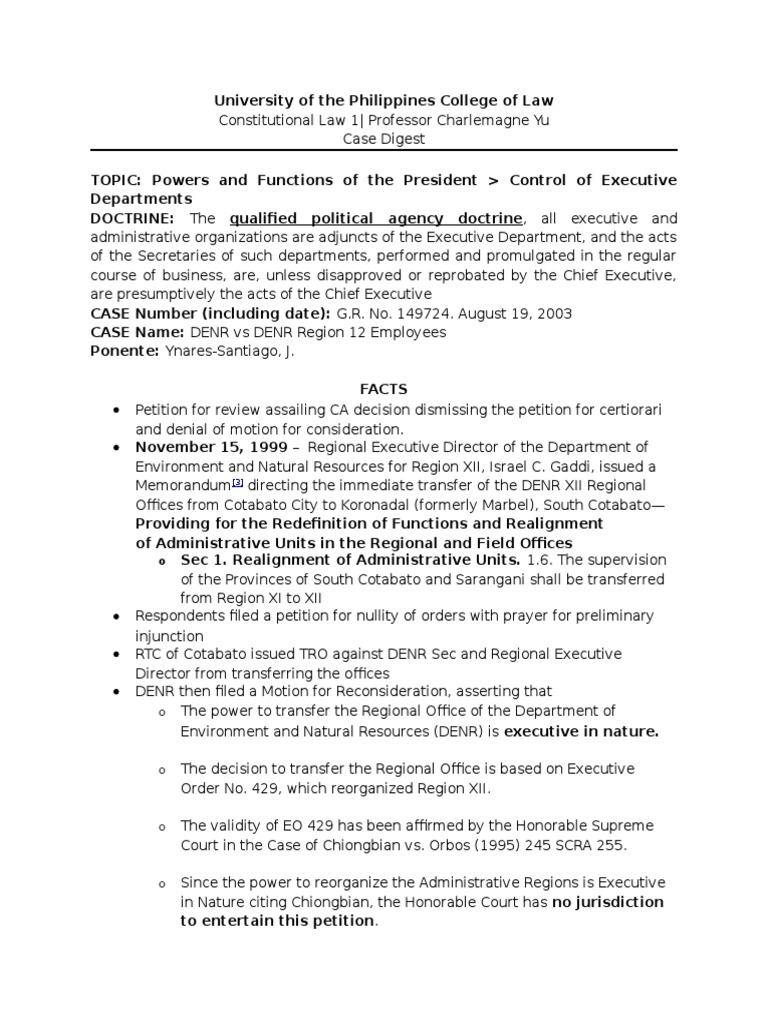 DENR vs. Region 12 Employees Case Summary | PDF | Certiorari ...