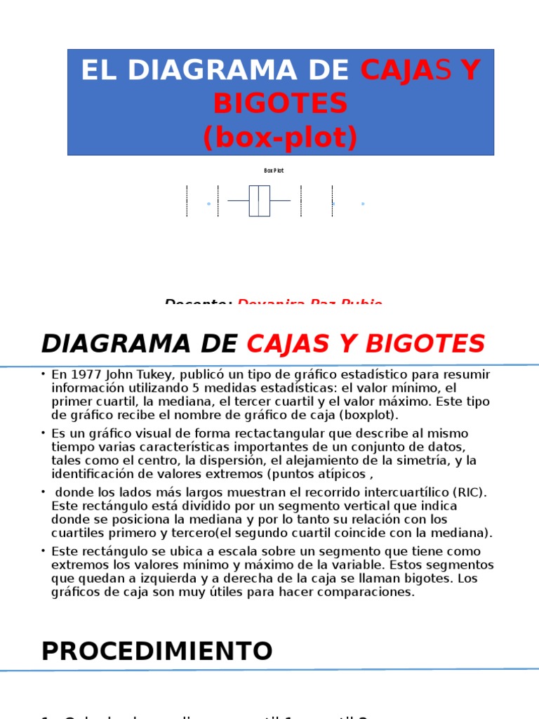 Diagrama de cajas y bigotes (box-plot): Resumen gráfico de datos | PDF ...