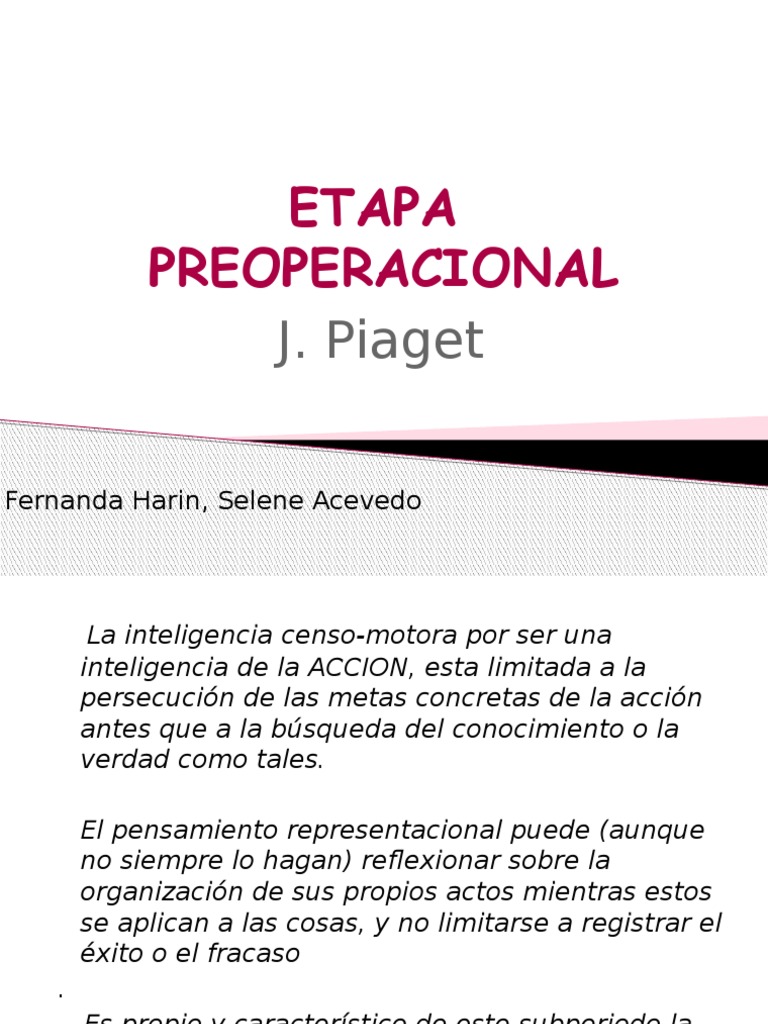 Etapa Preoperacional Piaget | PDF | Los símbolos | Verdad
